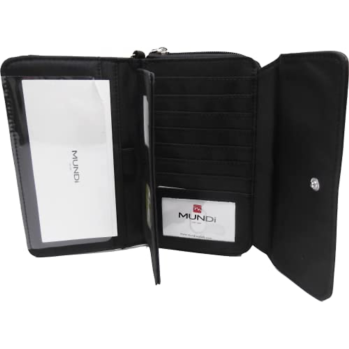 MUNDI Women's Faux Leather MY BIG FAT WALLET Flap RFID Clutch Ladies ib103x (Black)