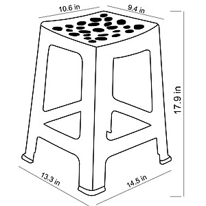 Mintra Home Light Duty Plastic Stools 2pk (18in Height, Dark Blue)