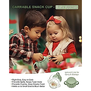 BRVTOT Baby Snack Containers & Straw Cup 7 oz, Spill Proof Toddler Cup with Straw & Snack Cup Lid & DustProof Lid, BPA Free Silicone Training Sippy Cup with Handle for Babies Toddlers 6+ Months Gifts