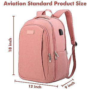 Lekakii Large Travel Backpack with Shoe Pouch, Waterproof Backpack for Traveling On Airplane, 40L Personal Item Travel Bag for Men Women Pink