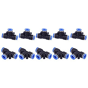 SNS Push to Quick Connect Tube Fitting 5/16" Tube OD Union Tee Type Plastic(10 PCS) SPE-5/16