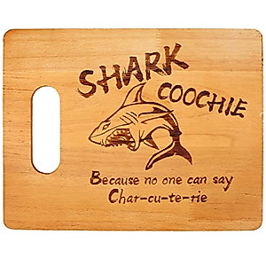 Shark Coochie Board, Charcuterie Board, Wooden Engraved Smooth Cutting Board Portable Easy to Clean Funny Meat and Cheese Board for Kitchen Camping Picnic (Shark 27x21)