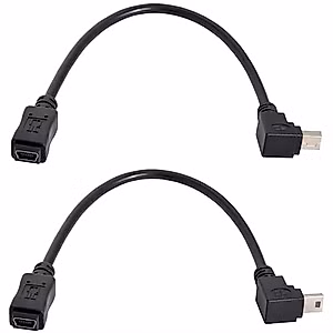 chenyang 2 Pack Mini USB Extension Cable USB 2.0 Mini USB 5Pin Male to Female 90 Degree Angled Data Power Extension Cable Adapter 0.2M