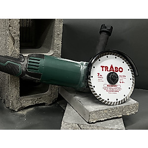 Trabo 7 Inch Masonry Turbo Rim Diamond Metal Bond Blade for Cutting Cement, Pavers, Concrete with Rebar, Natural Stone and More, with 7/8 Inch Arbor with 5/8 Inch Reducer Ring