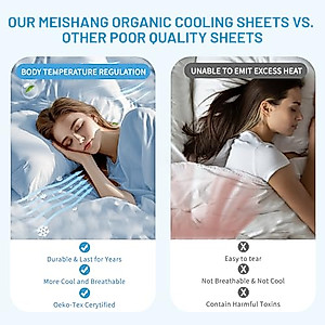 MEISHANG Bamboo Viscose Sheets Queen Size - 100% Organic Viscose,400TC Cooling Luxury Sheet Set with 16" Deep Pockets - 4 Pieces(Blue)