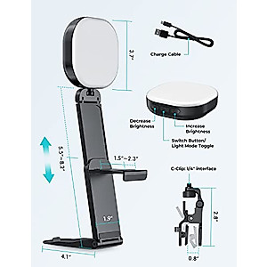 viozon Glow LED Streaming Light, Rechargeable Portable, Video Conference Light, Angle&Brightness&Color Temp Adjustable, 3000k-7200k,CRI≥90, Suitable for Monitor, Laptop, Zoom,Broadcast,Vlog