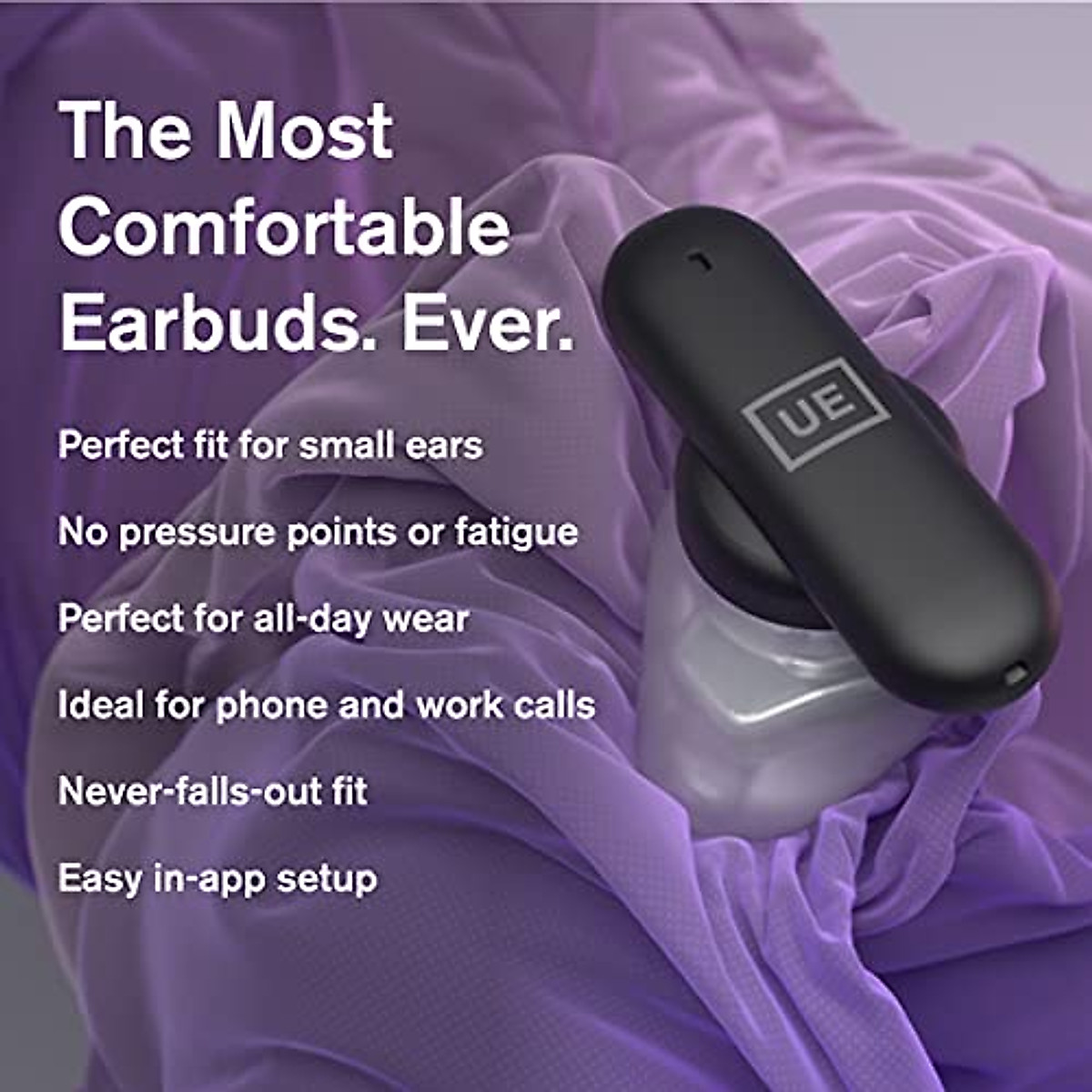 ULTIMATE EARS FITS True Wireless Bluetooth Custom Fit Earbuds, All Day Comfort, Built-in-Mic, Premium Audio, Passive Noise Cancel Earphones, 20 Hour Playtime, Sweat Resist Headphones (Dark Blue) Small