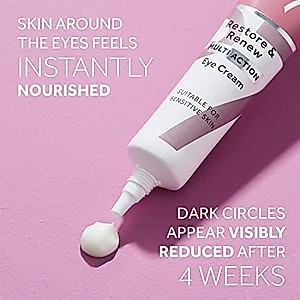 No.7 Restore & Renew Multi Action Eye Cream - Skin Renewing Under Eye Cream for Puffiness and Dark Circles - Eye Moisturizing Brightening Cream for Anti Wrinkles + Skin Firming (15ml)
