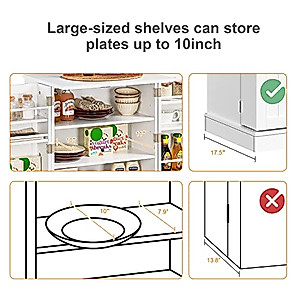 Yaheetech Kitchen Pantry Storage Cabinet, 41" Pantry Cabinets with Doors and 6 Adjustable Shelves, Freestanding Pantry Cupboard for Kitchen, Dinning Room, Living Room, Small Place, White