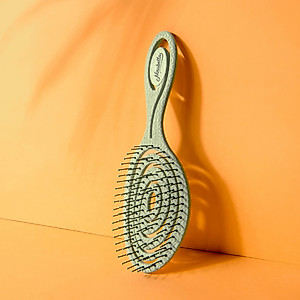 Ninabella Organic Detangling Hair Brush for Women, Men & Children - Does not Pull on Hair - Straightening Brushes for Straight, Curly & Wet Hair - Unique Spiral Hairbrush Green