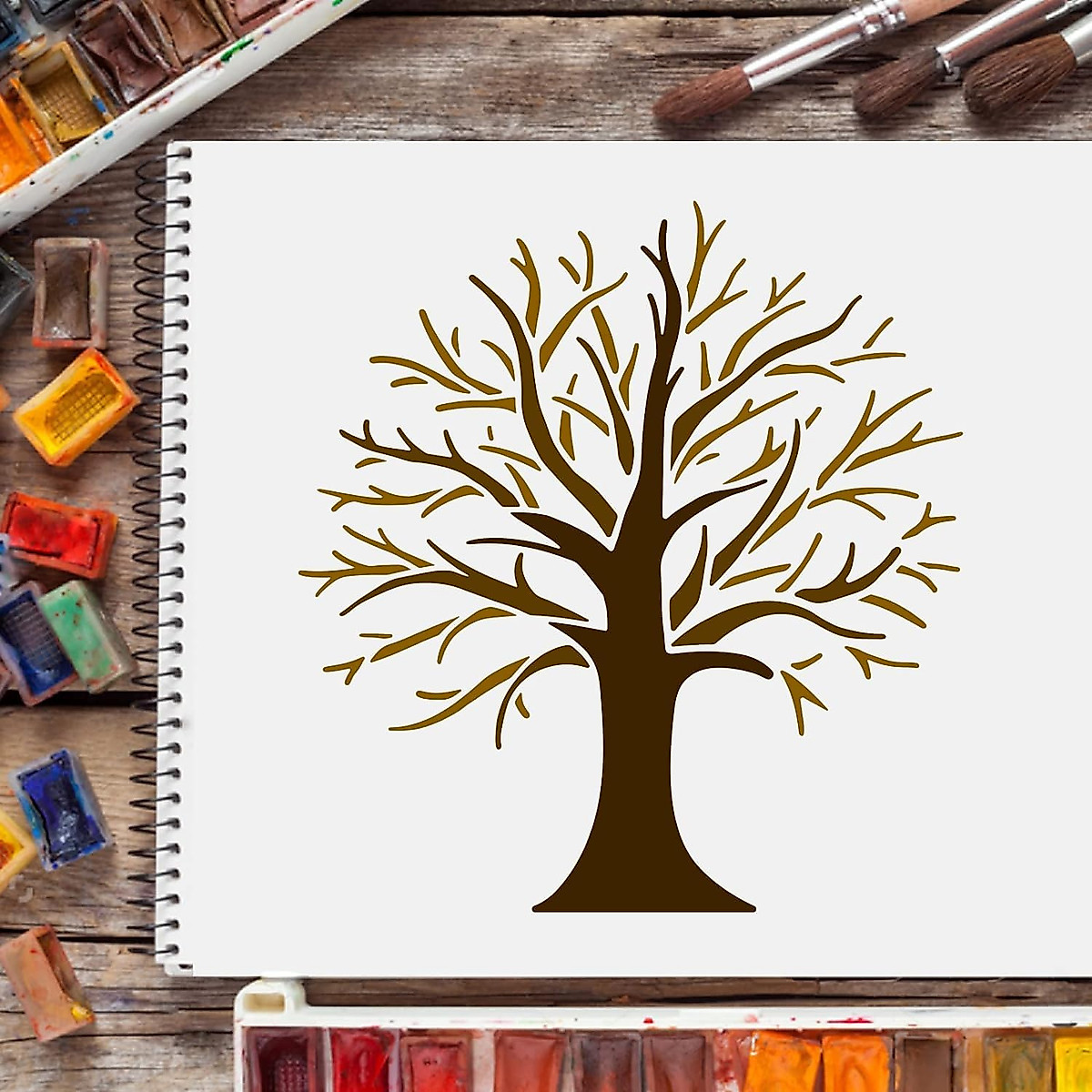FINGERINSPIRE Tree Stencils Template 11.8x11.8inch Plastic Tree Branches Drawing Painting Stencils Square Reusable Stencils for Painting on Wood, Floor, Wall and Tile