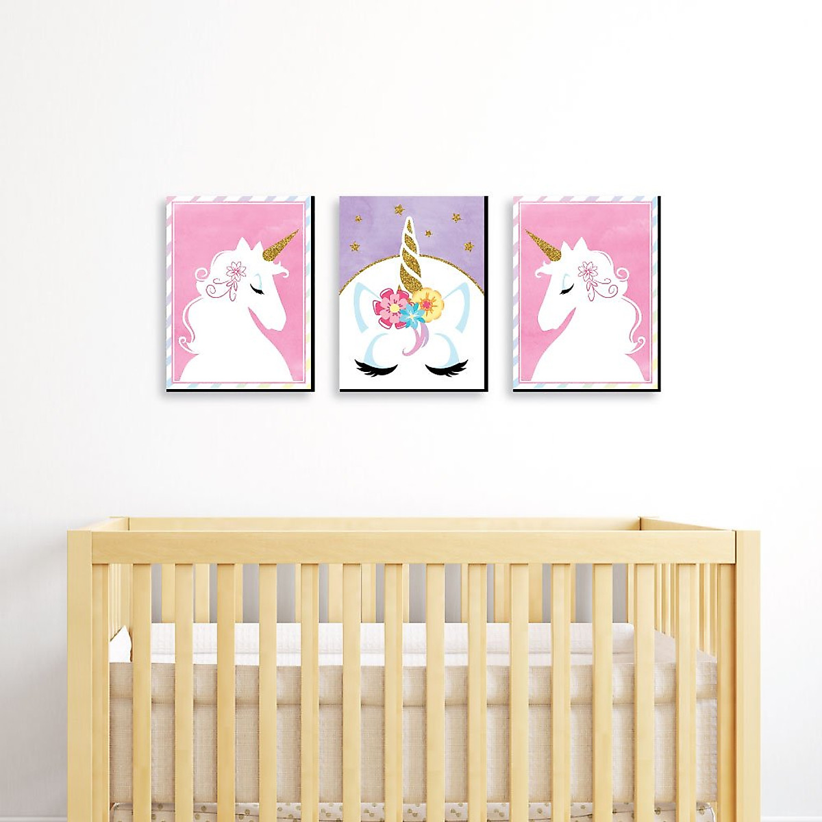 Big Dot of Happiness Rainbow Unicorn - Baby Girl Nursery Wall Art and Kids Room Decorations - Gift Ideas - 7.5 x 10 inches - Set of 3 Prints