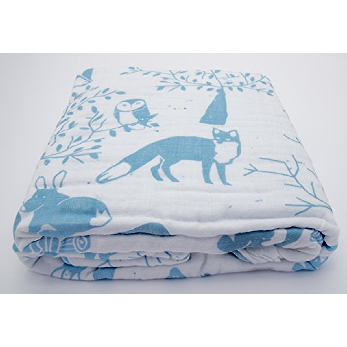 Clover & Sage Organic Muslin Baby Toddler Blanket - 100% Hypoallergenic Cotton Bed Blankets - Blue Forest