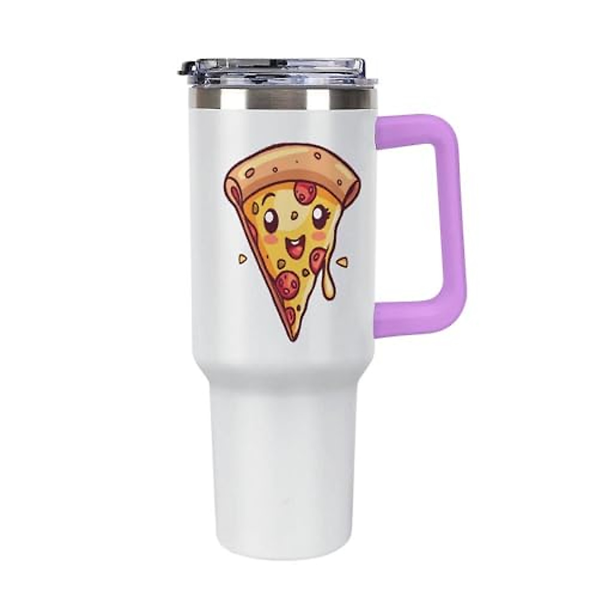 Cute Pizza Insulated Tumbler with Lid And Straw Stainless Steel Travel Coffee Mug 40oz Violet-style