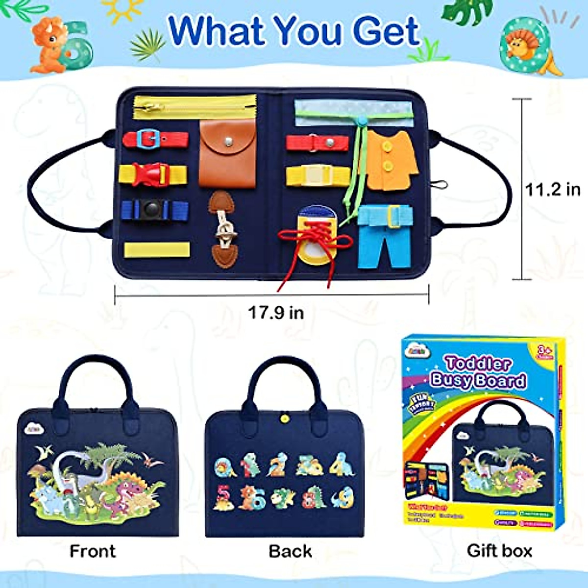 ZMLM Montessori Busy Board Toys: Toddler Sensory Toys Gifts for 1 2 3 4 Year Old Boys Girls Toddler Activity Board Preschool Educational Travel Toy Kids Learning Fine Motor Skills