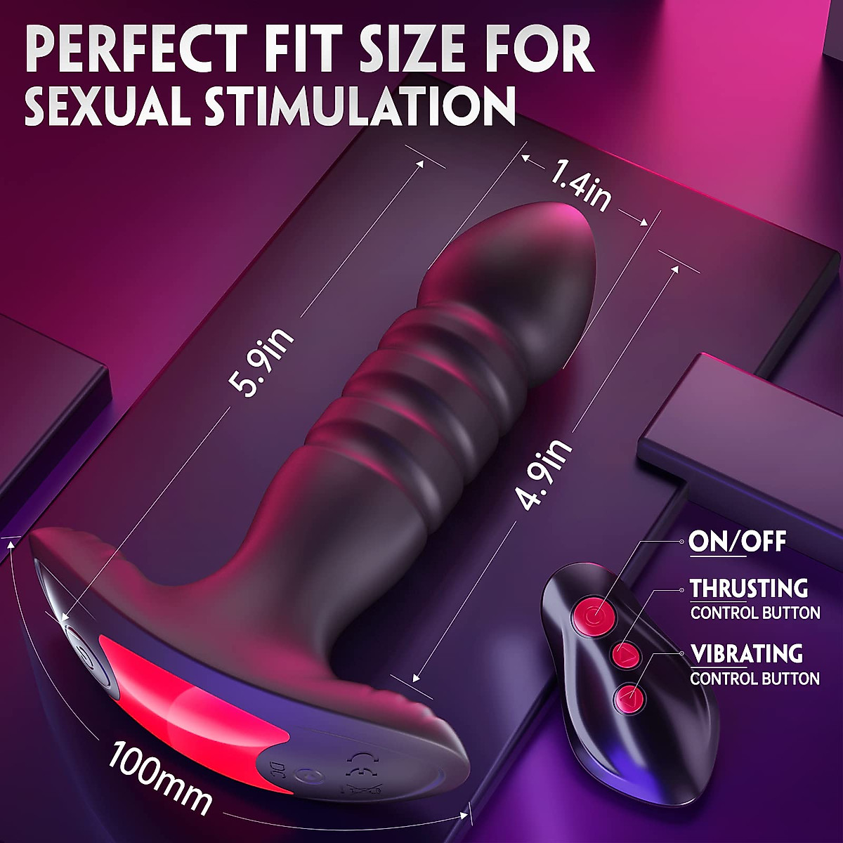 Anal Plug Vibrator with App Control Sex Toy for Men Women - Prostate Massager with 7 Thrusting & Vibrating Modes Adult Anal Vibrator Butt Stimulator Plug for Male Female