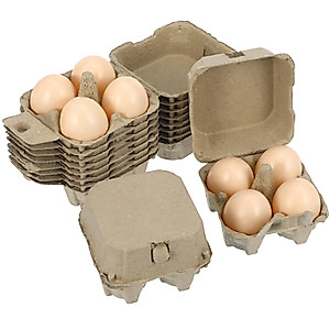 Luxshiny 10pcs 4 Count Kraft Pulp Egg Tray Holder for Home Refrigerator, Farm Market, Travel, Camping, Picnic