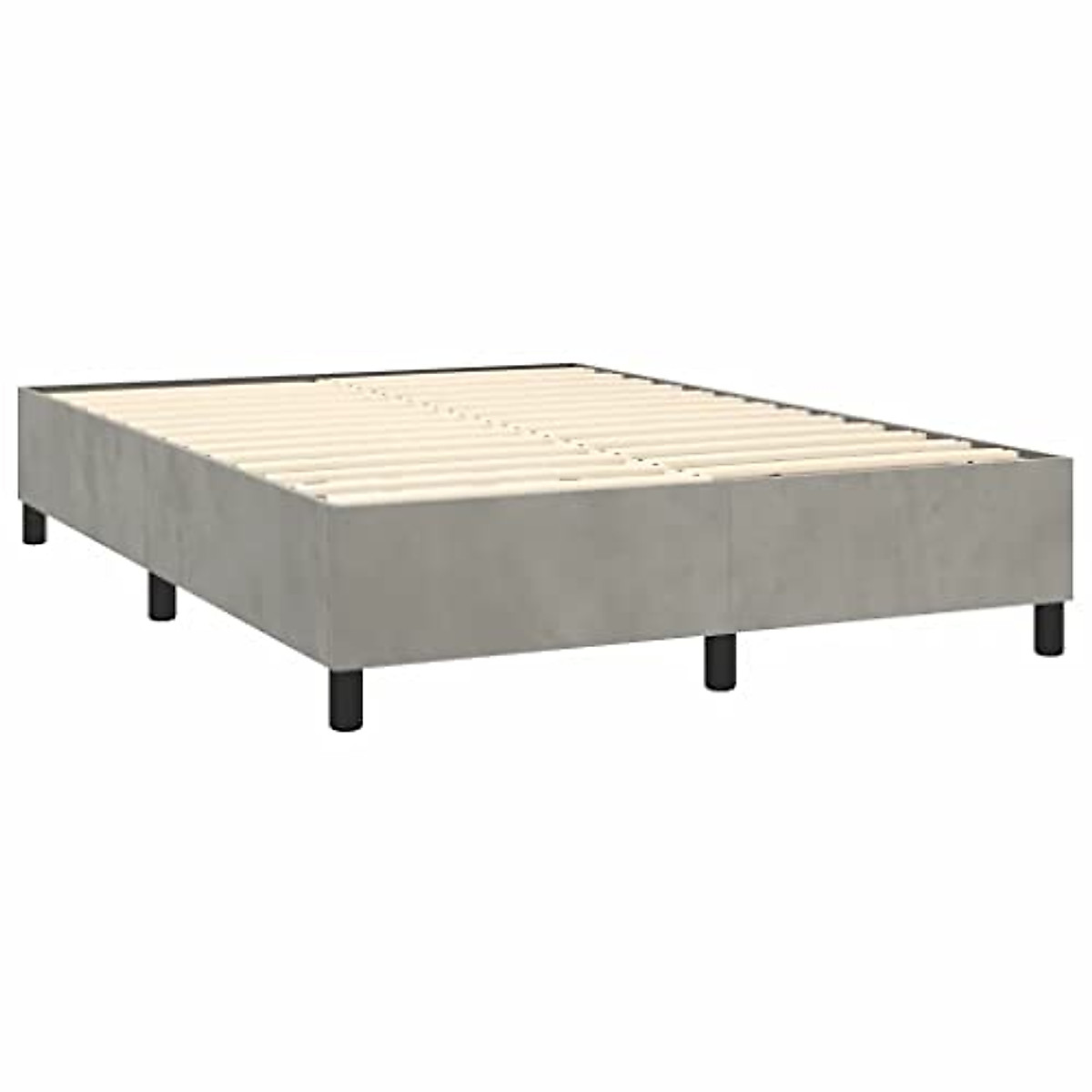 vidaXL Box Spring Bed with Mattress Home Bedroom Mattress Pad Double Bed Frame Base Foam Topper Furniture Light Gray 59.8"x79.9" Queen Velvet