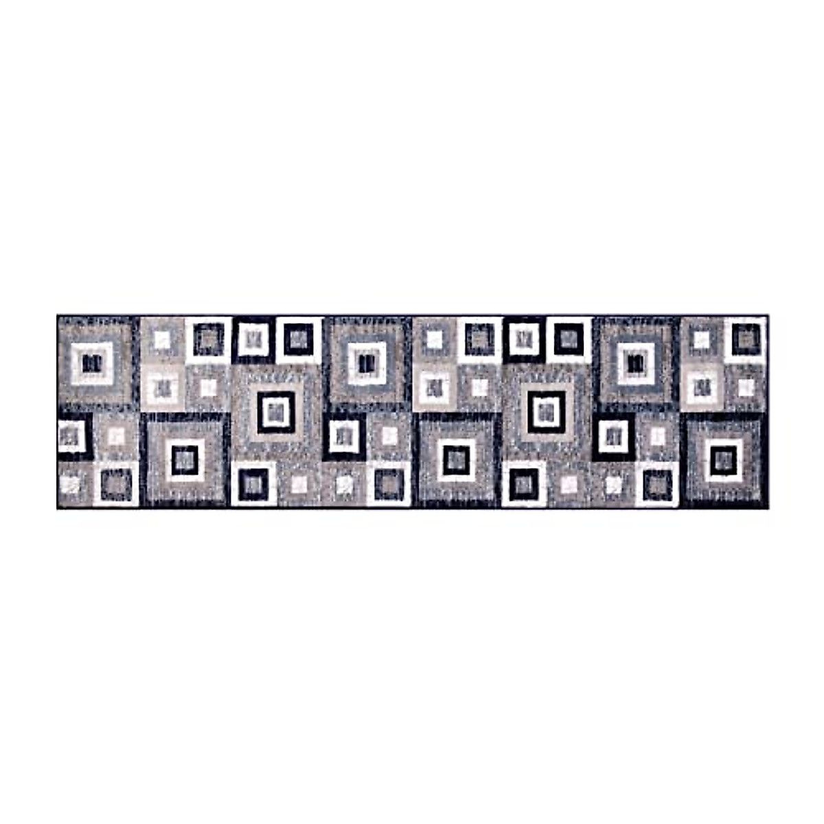 Flash Furniture Gideon Collection 2' x 7' Abstract Area Rug - Blue, Grey, and White Olefin Facing - Cotton Backing - Living Room or Bedroom