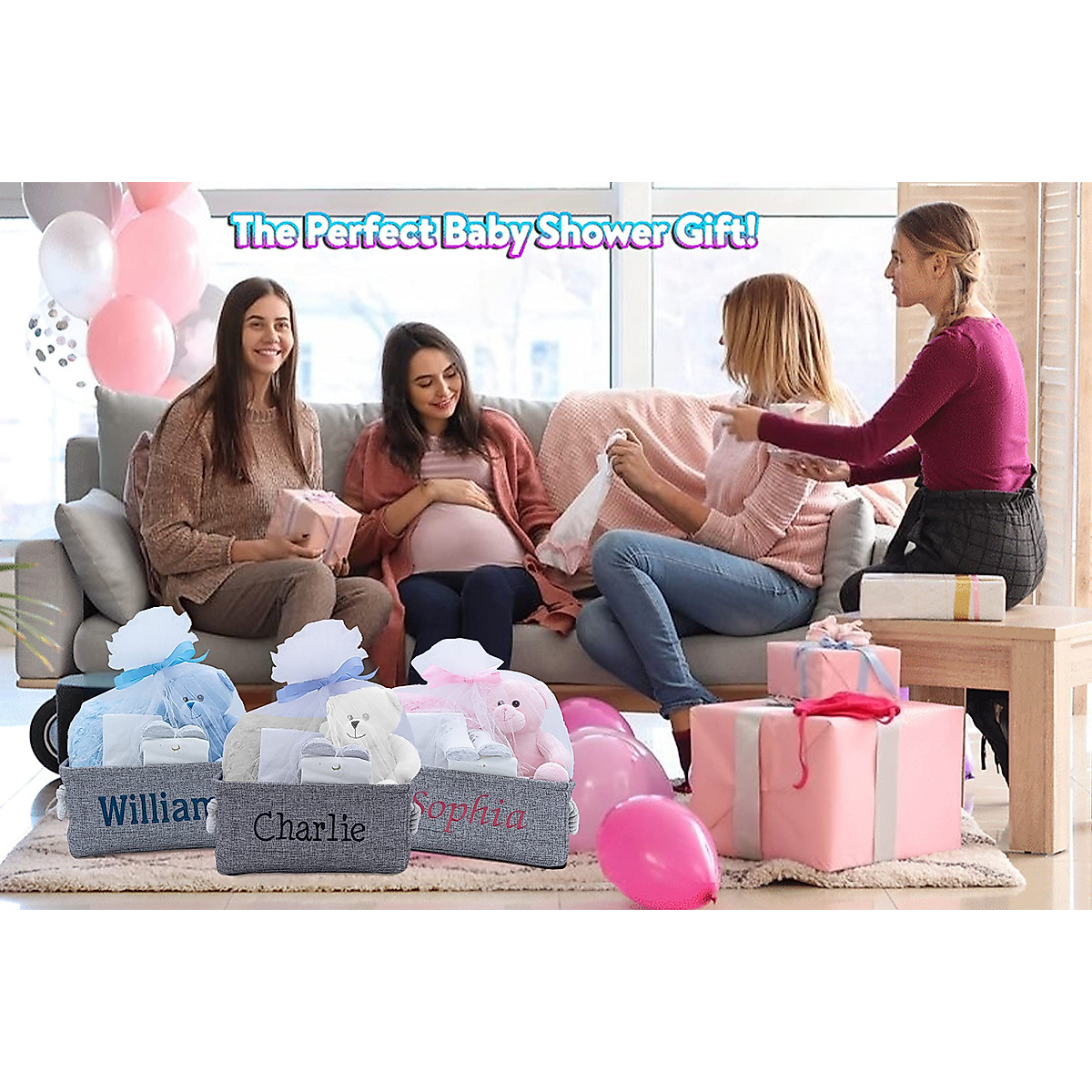 Baby Girl Newborn Essentials, Baby Shower Gifts with Decorated Gift Basket Set for Girls Including Blanket Bodysuit Towels and Washcloths Teddy Bear