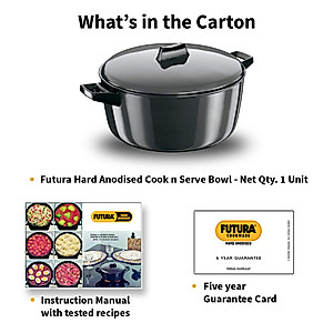 HAWKINS Futura Hard Anodised Cook-N-Serve Bowl Black 6 L