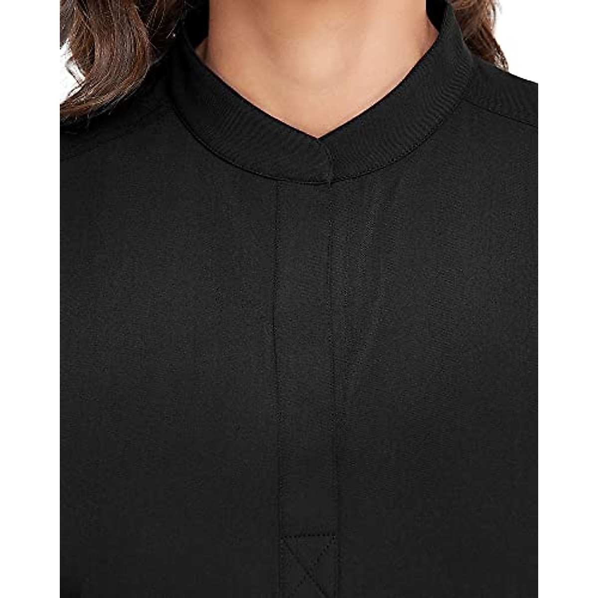 COMENII Scrubs Top for Women, 3 Pockets Mandarin Collar Medical Scrubs for Women, Shrink Resistant Anti-Wrinkle Womens Scrubs Tops（Black M）