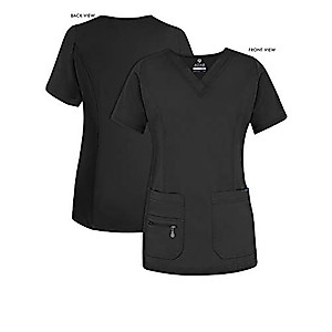 Adar Pro Scrubs for Women - Elevated V-Neck Scrub Top - P4212 - Black - M