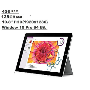 Microsoft Surface 3 Tablet (10.8-inch FHD (1920x1280), 4GB RAM, 128GB SSD, Intel Atom 1.6Ghz, Windows 10 Professional 64 Bit) (Renewed)