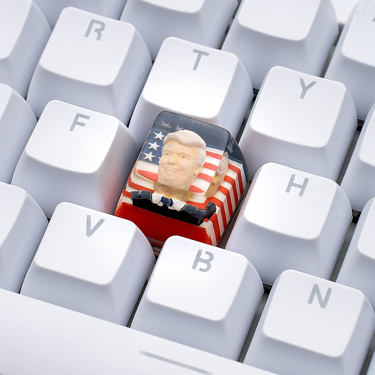 Ocean Key Artisan Keycaps for DIY Replacement Handmade Resin Keycaps Decoration, Trump Figure Handmade Resin Keycaps for Switch Gaming, Cherry MX Mechanical Keyboards (Red)
