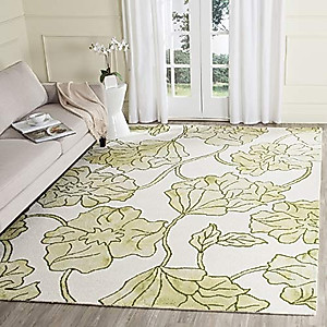 SAFAVIEH Dip Dye Collection 5' x 8' Ivory / Light Green DDY683B Handmade Floral Watercolor Premium Wool Area Rug