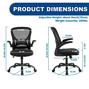 Youhauchair Mesh Office Chair Set of 10, Ergonomic Computer Chair with Flip-up Arms and Lumbar Support, Height Adjustable Home Office Desk Chairs, Black