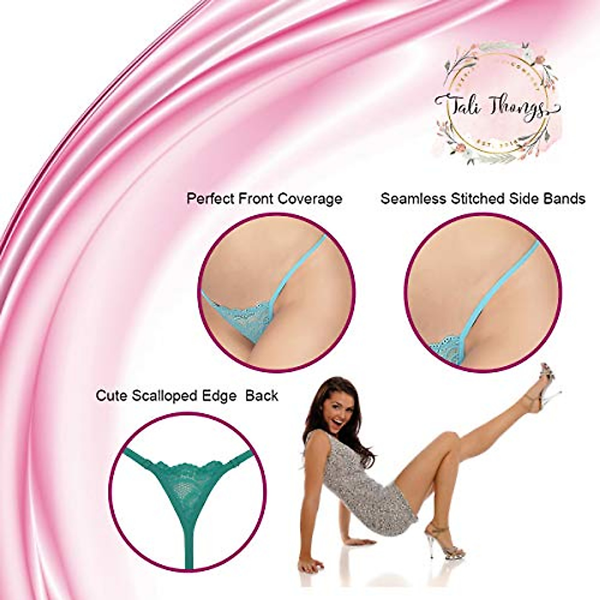 Low Rise Medium Thongs Women's Sexy Lace Thong T Back Cotton G-String Panties