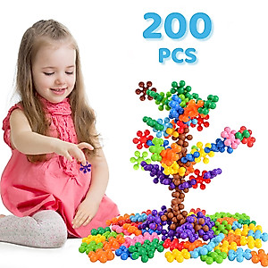 AVERYSHOP 200PCS Snowflake Interlocking Building Block, STEM Toys Educational Plastic Connect Block, Safe Material Creativity Kids Toys for Boys & Girls Ages 3+