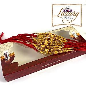 KSJONE Set of 12 Rakhi for Brothers Moti, Beads Ring Diamond Design Rakhi Traditional Handmade Rakhi Set with Roli Chawal, Indian Festive Rakshabandhan Bro Bracelet Thread Rakdi Rakhee Gift Set