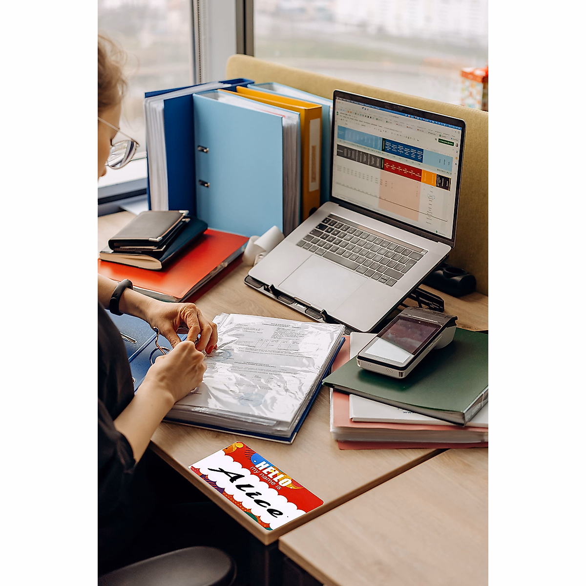 Name Tag Stickers Identify People Name Tag Labels Perforated Roll Tag for Classroom Clothes Desks Backpack Nametag Labels (Name)