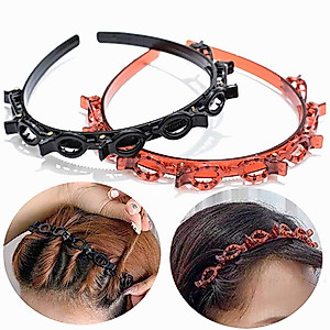 6PCS double bangs hairstyle hairpin headband for girls women Double Layer twist plait headband twister hair clip tools magic braided hairdressing hairpin Korean woven Fashion