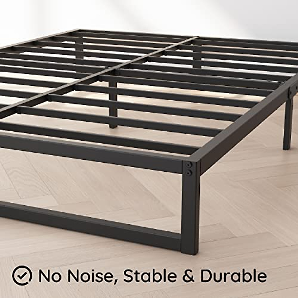 Richwanone 10 Inch Queen Bed Frame Metal Platform Mattress Foundation with Steel Slat Support, No Box Spring Needed, Easy Assembly, Black