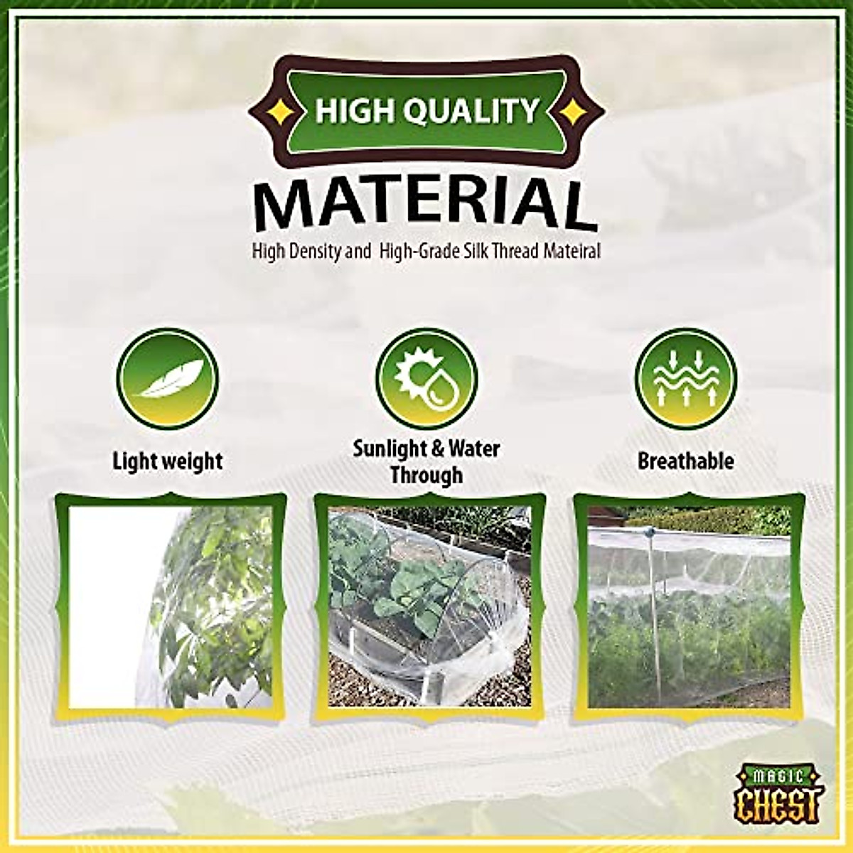 magic chest Garden Netting 8x24 Ft | Mesh Netting Plant Covers | Ultra Fine Mesh | Birds, Animals, Bugs, Insect Protection | Pest Barrier for Vegetables Plants Fruits Flowers Crops Greenhouse