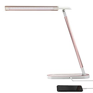HDTIME-Desk Lamp with USB Charging Port, 3 Lighting Modes 3 Brightness Levels Desk Light,Touch Control Adjustable Led Kids Desk Lamp Pink for Reading,Study,Office