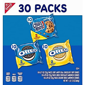 Nabisco Sweet Treats Cookie Variety Pack OREO, OREO Golden & CHIPS AHOY!, 30 Snack Packs (2 Cookies Per Pack)
