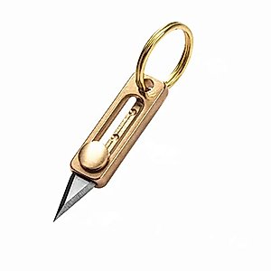 SZHOWORLD Ultra Small Brass Utility Knife, EDC Tiny Knife Box Opener with Stainless Steel Blade,Ultra Portable and Compact