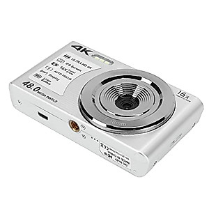 Digital Camera, Compact Camera 16X Digital Zoom Rechargeable Lithium Ion Battery for Beginners (Silver)