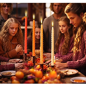 Orange-Gradient Spiral Taper Candles for Home Decoration, 4 Pack 10 Inch Candlesticks for Dinner Party Holiday Fall Halloween and Harvest