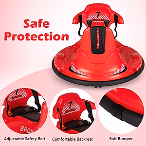 HONEY JOY 12V Bumper Car for Toddlers 1-3, Baby Ride on Bumper Car w/Dual Joysticks, Flashing LED Light & 360 Degree Spin, Electric Vehicle for Kids, Ride on Car w/Remote Control, Gift for Boys Girls