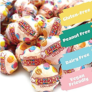 Smarties Lollipops Original Flavor - Bulk Pack 2 Pounds (About 100 Count) - Vegan-Friendly Hard Candy
