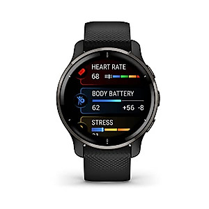 Garmin 010-02496-01 Venu 2 Plus, GPS Smartwatch with Call and Text, Advanced Health Monitoring and Fitness Features, Slate with Black Band