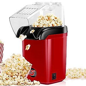 5 Core Hot Air Popcorn Popper 1200W Electric Popcorn Machine Kernel Corn Maker, Bpa Free, 16 Cups, 95% Popping Rate, 3 Minutes Fast, No Oil Healthy Snack for Kids Adults, Home, Party & Gift POP R