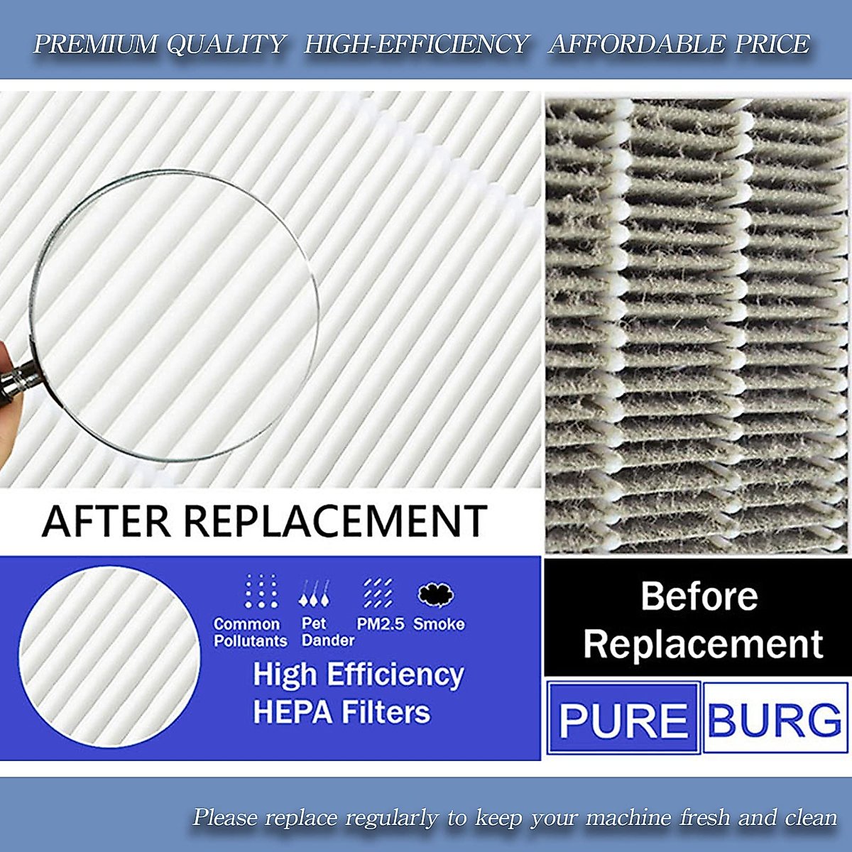 PUREBURG FP-F60UW Replacement True HEPA Filter Set Compatible with Sharp FZ-F60HFU FZ-F60DFU Fits Sharp FP-F60UW FP-F60U-W Air Purifier