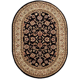 Well Woven Barclay Sarouk Traditional Rug, 3'11" x 5'9" Oval, Black