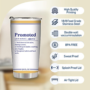 TSLOVER Recognized Talent And Hard Work, Promotion Tumblers, 20 OZ Stainless Steel Insulated Tumbler, Gifts for Friend,Colleague,Women,Men,1 Pcs